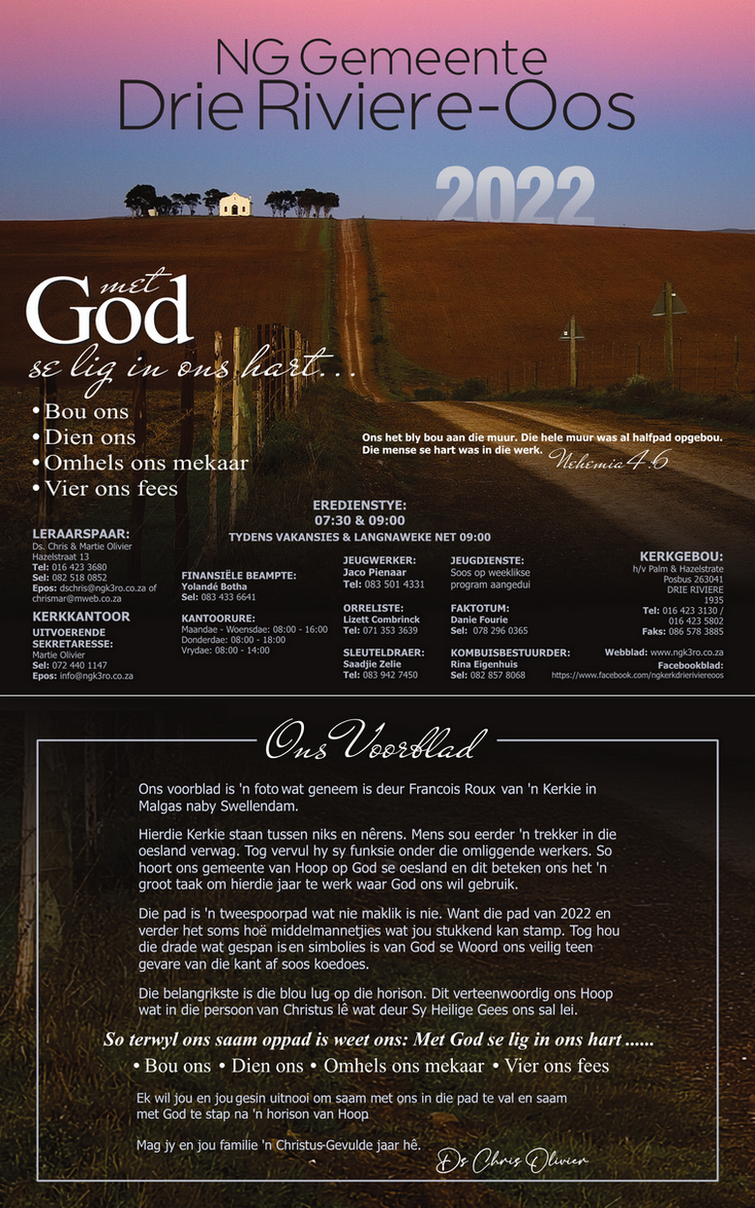 NG Drie Riviere-Oos Kalender